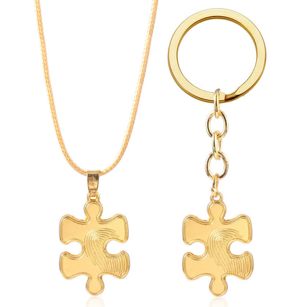Matching Puzzle Necklace and Keychain | My Couple Goal