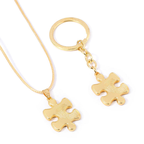 Matching Puzzle Necklace and Keychain | My Couple Goal
